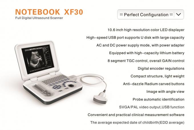 10.4" HD USG Scan Machine Color Doppler Ultrasound Scanner SVGA Output